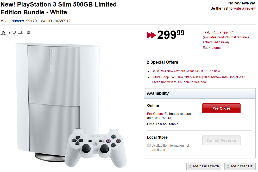 Limited Edition White 500GB PS3 Bundle Confirmed for North America ...