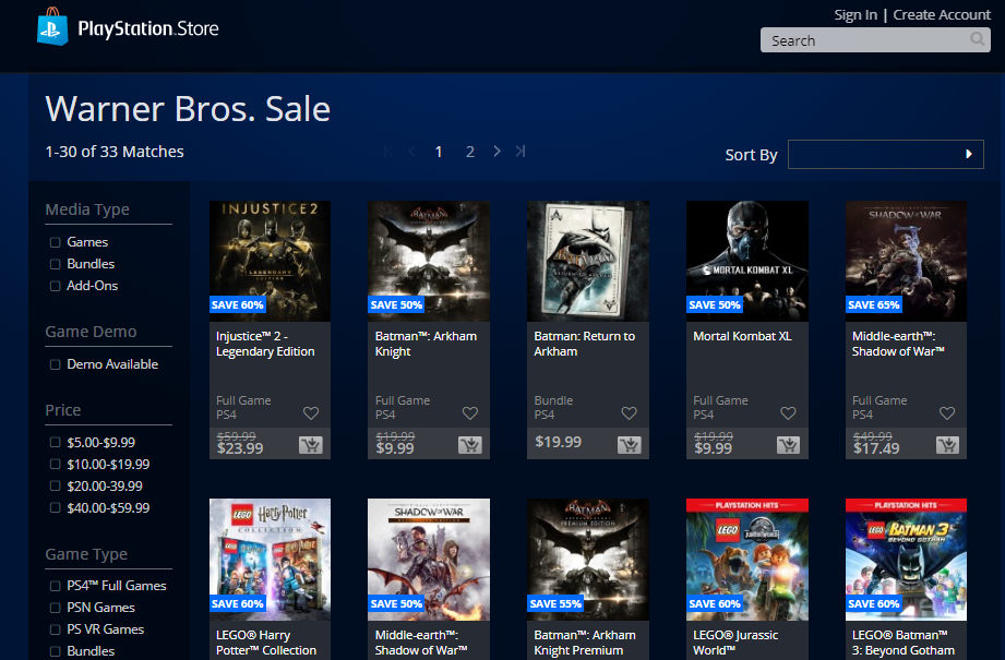 Warner Bros Games Sale on the PlayStation Store Now