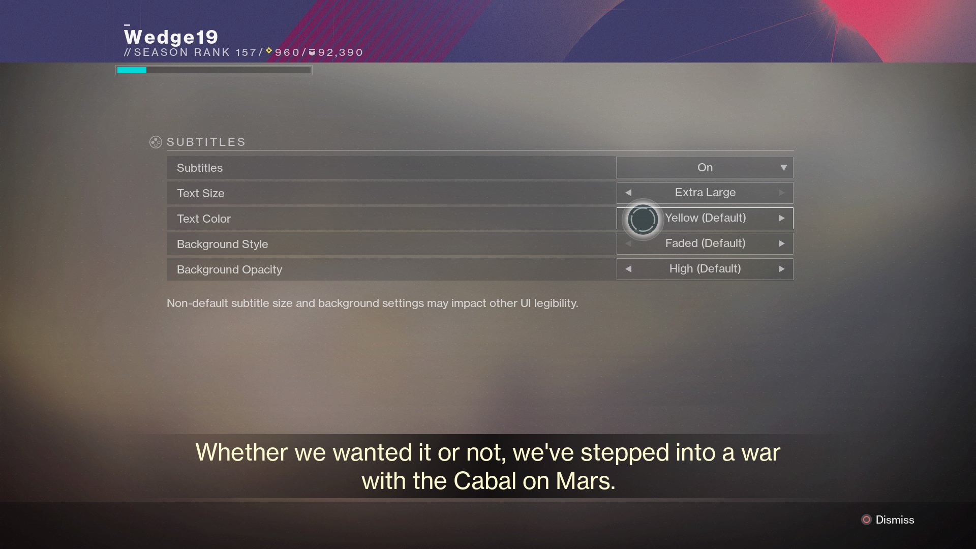 Incredible Destiny 2 Easter Egg in the Accessibility Settings