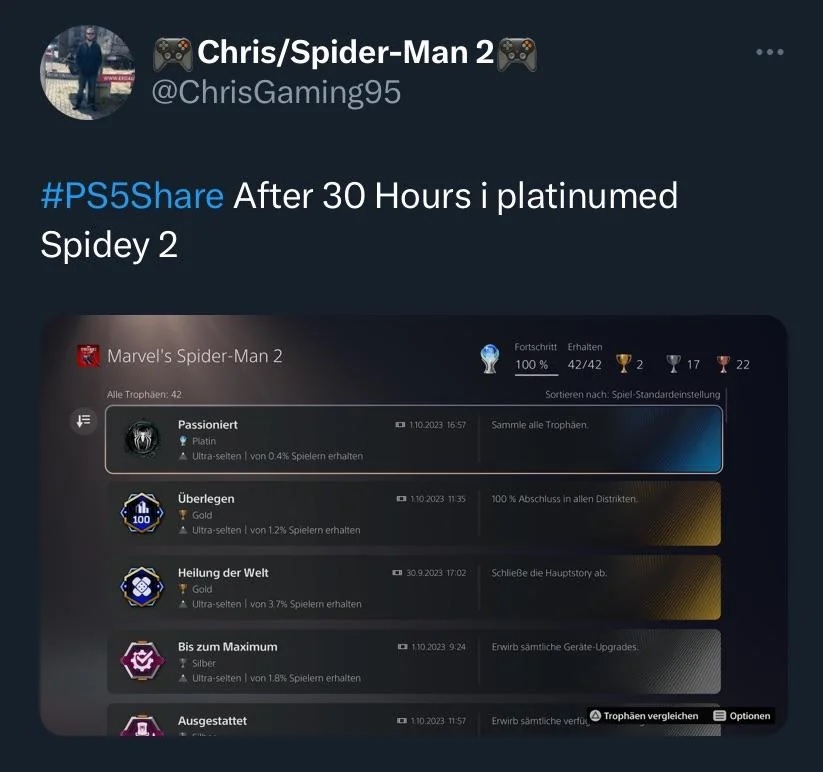 Spider-Man 2 PS5 Platinum Trophy Length Revealed