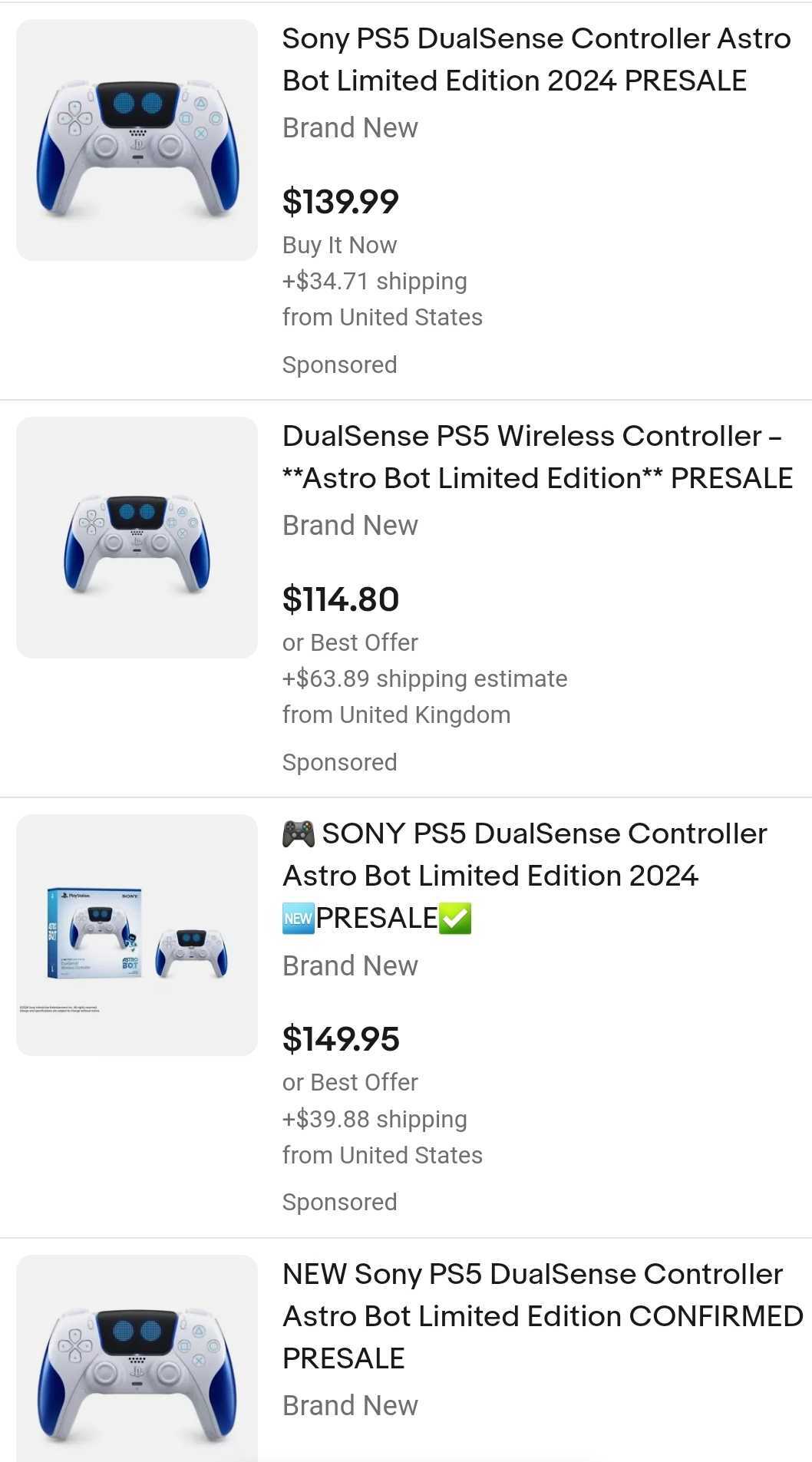 Astro Bot PS5 Controller Being Sold on eBay for 2x the Price