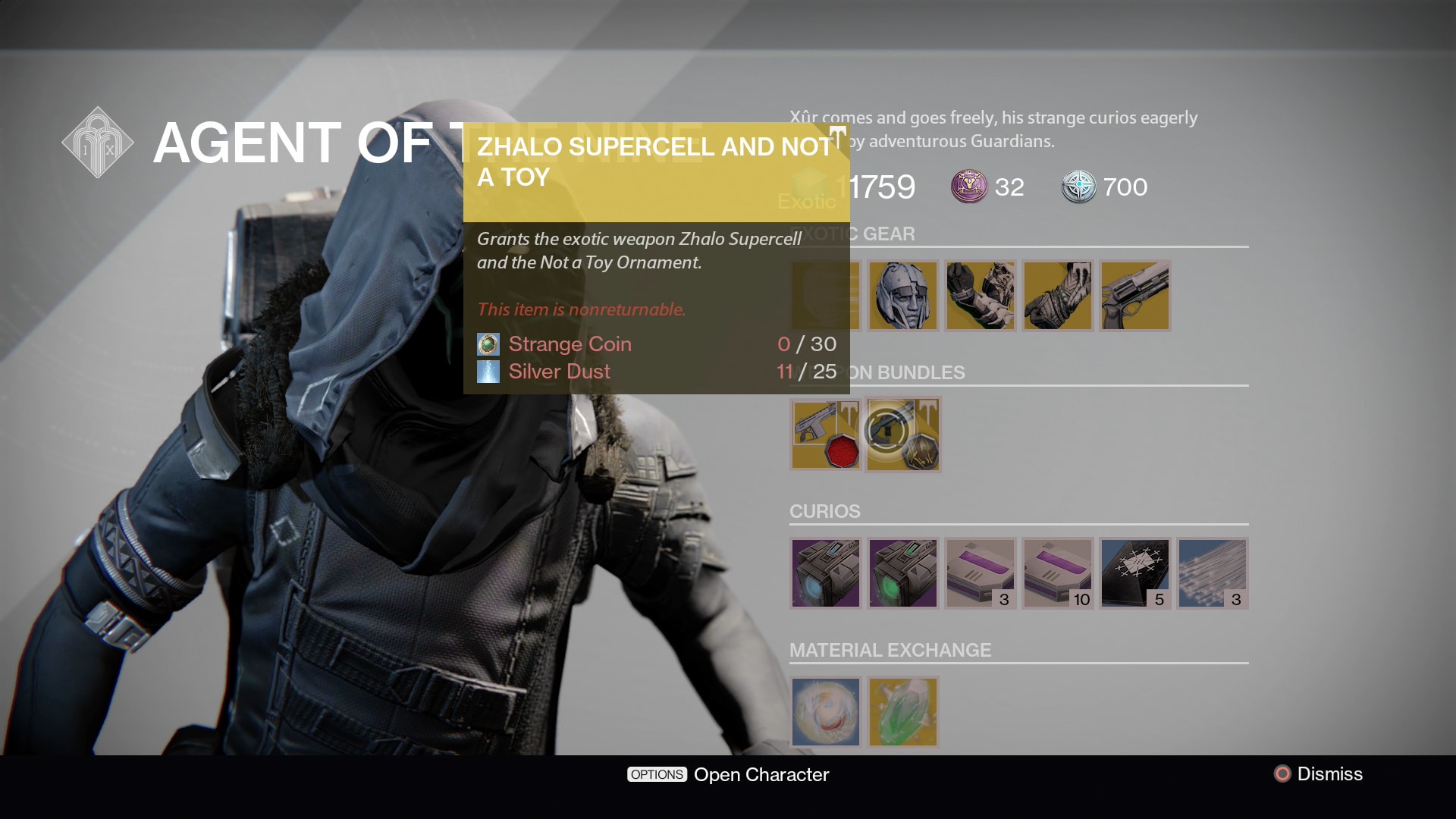 Destiny Xur Location and Items for July 7-9, 2017 Listed